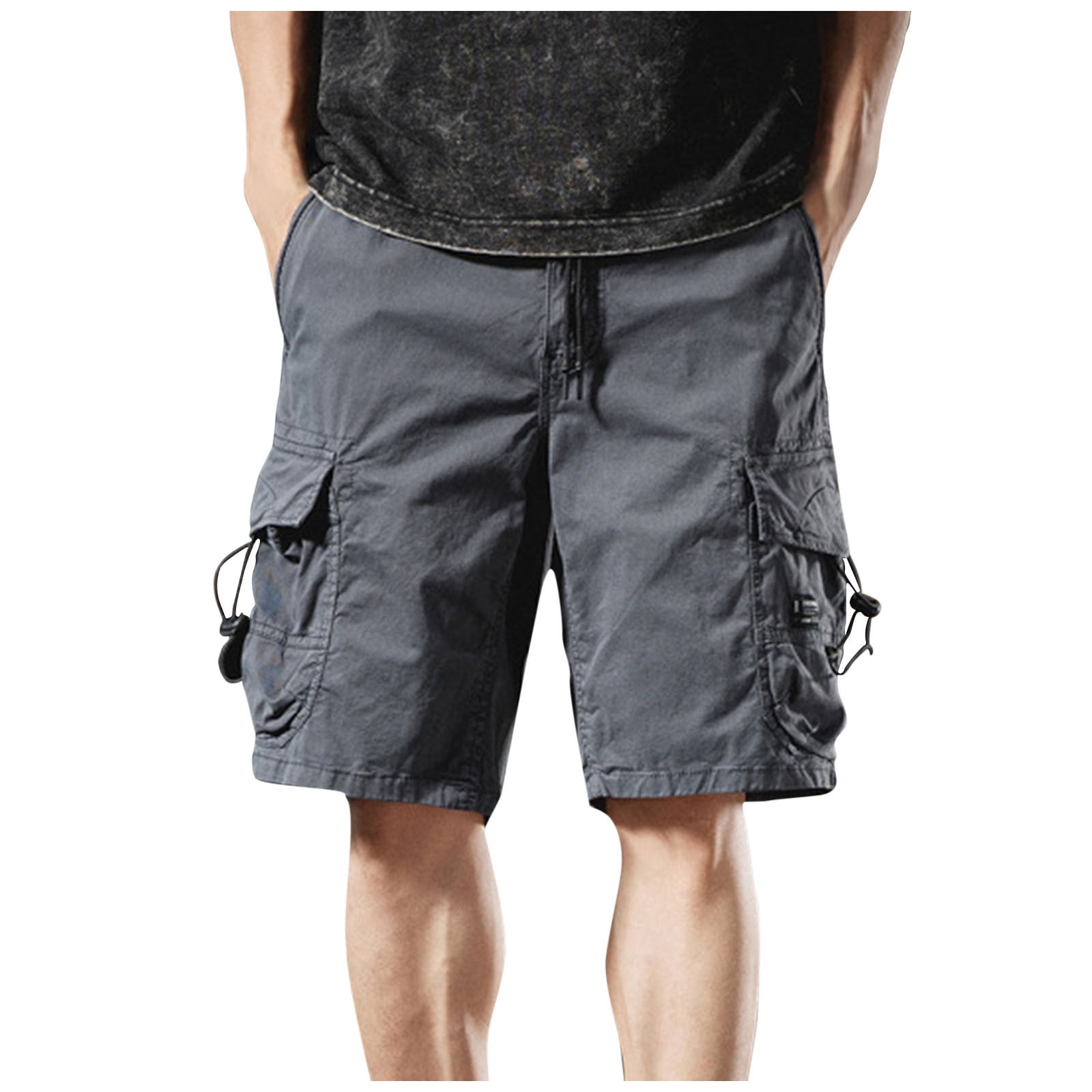 Gray Shorts for Ladies Summer Fall Cargo Track Gym Jogger Tie Knot ...