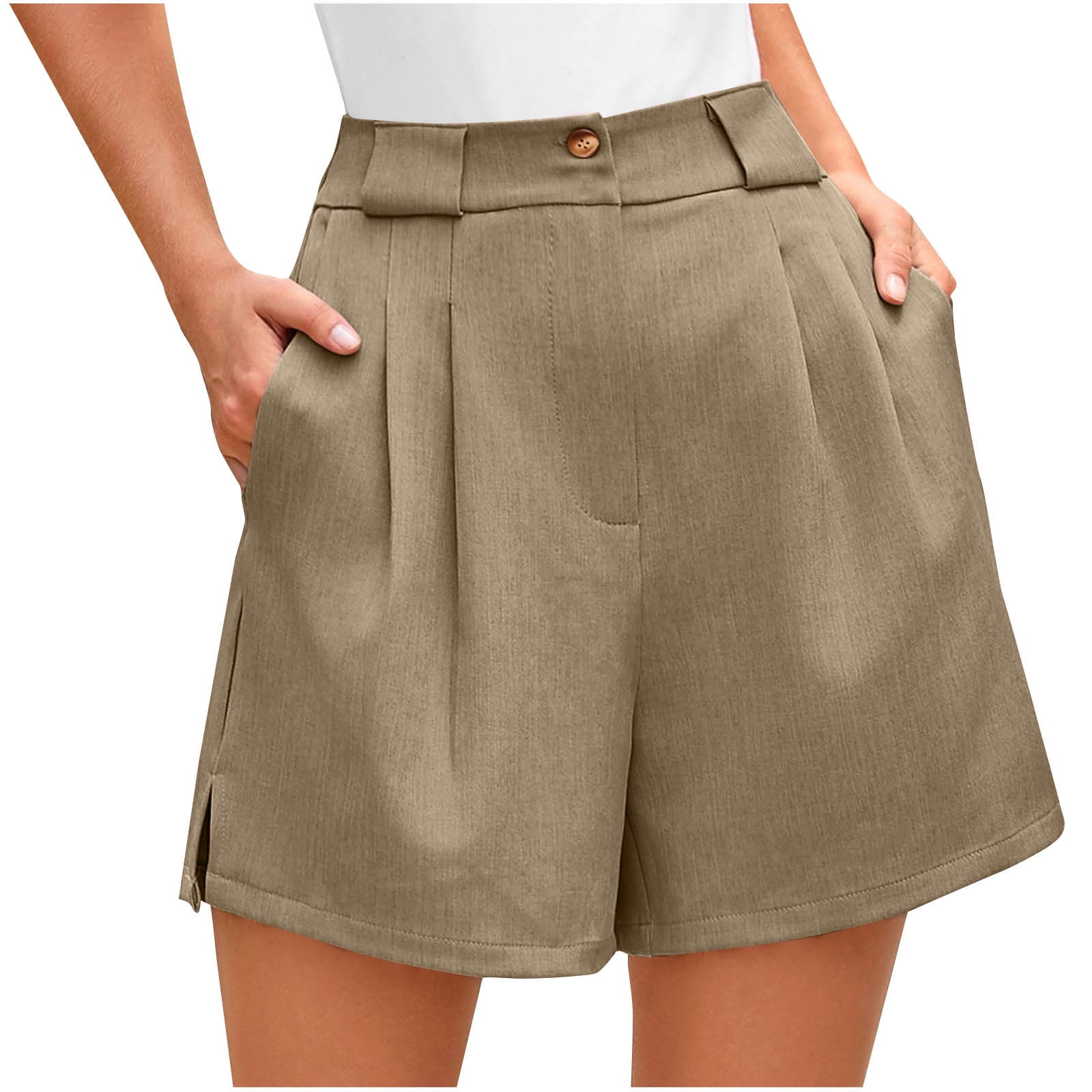 Gray Shorts for Ladies Summer Fall Faux Gauze Linen Loose Fit Brunch ...