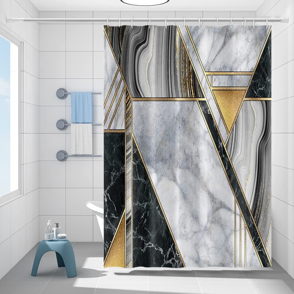 Gray Shower Curtain Black Marble Shower Curtain for Bathroom Abstract ...