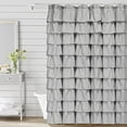 Gray Shower Curtain, Ruffle Farmhouse Shower Curtain Fabric Bathroom ...