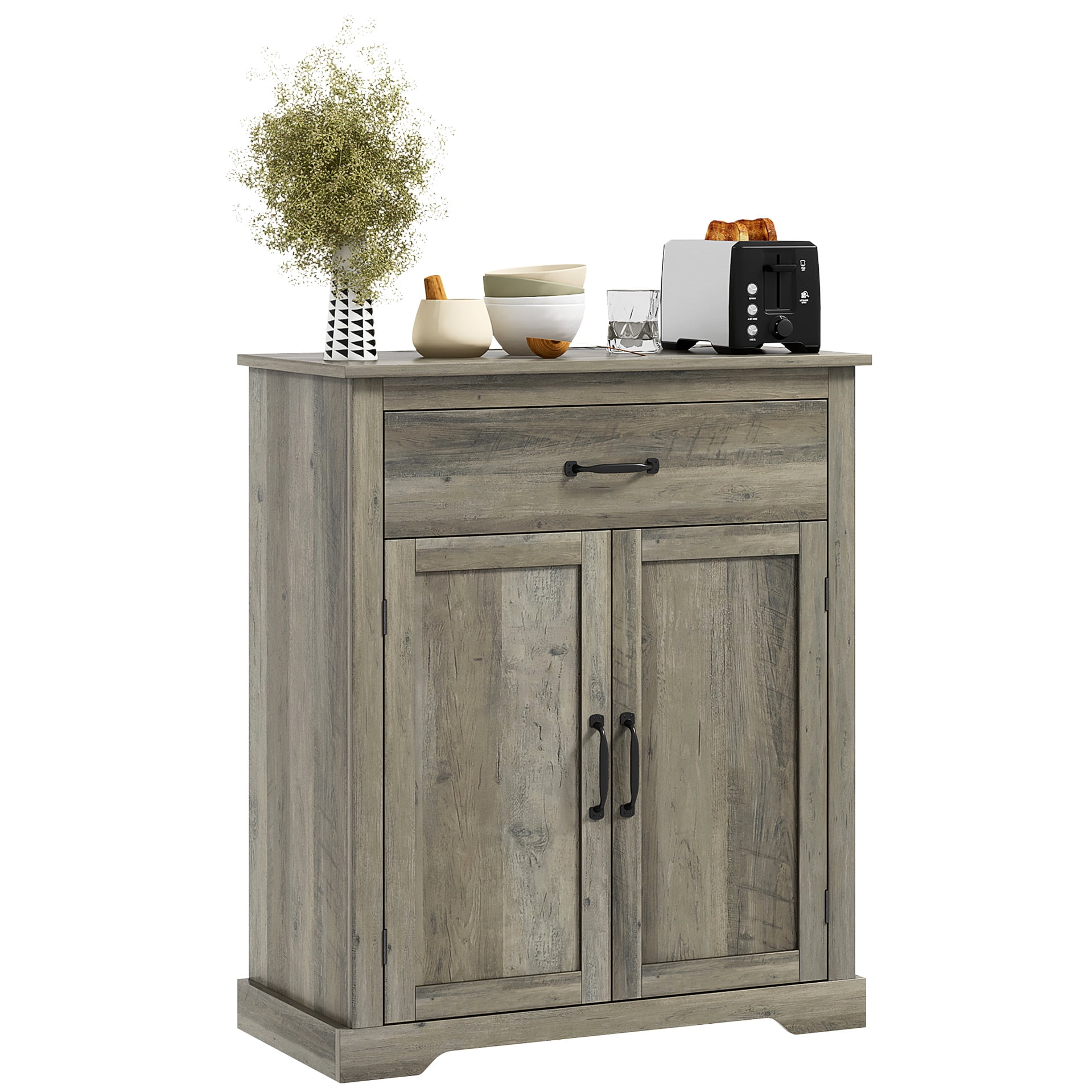 Gray Sideboard Storage - Modern Accent Cabinet With Drawer And ...