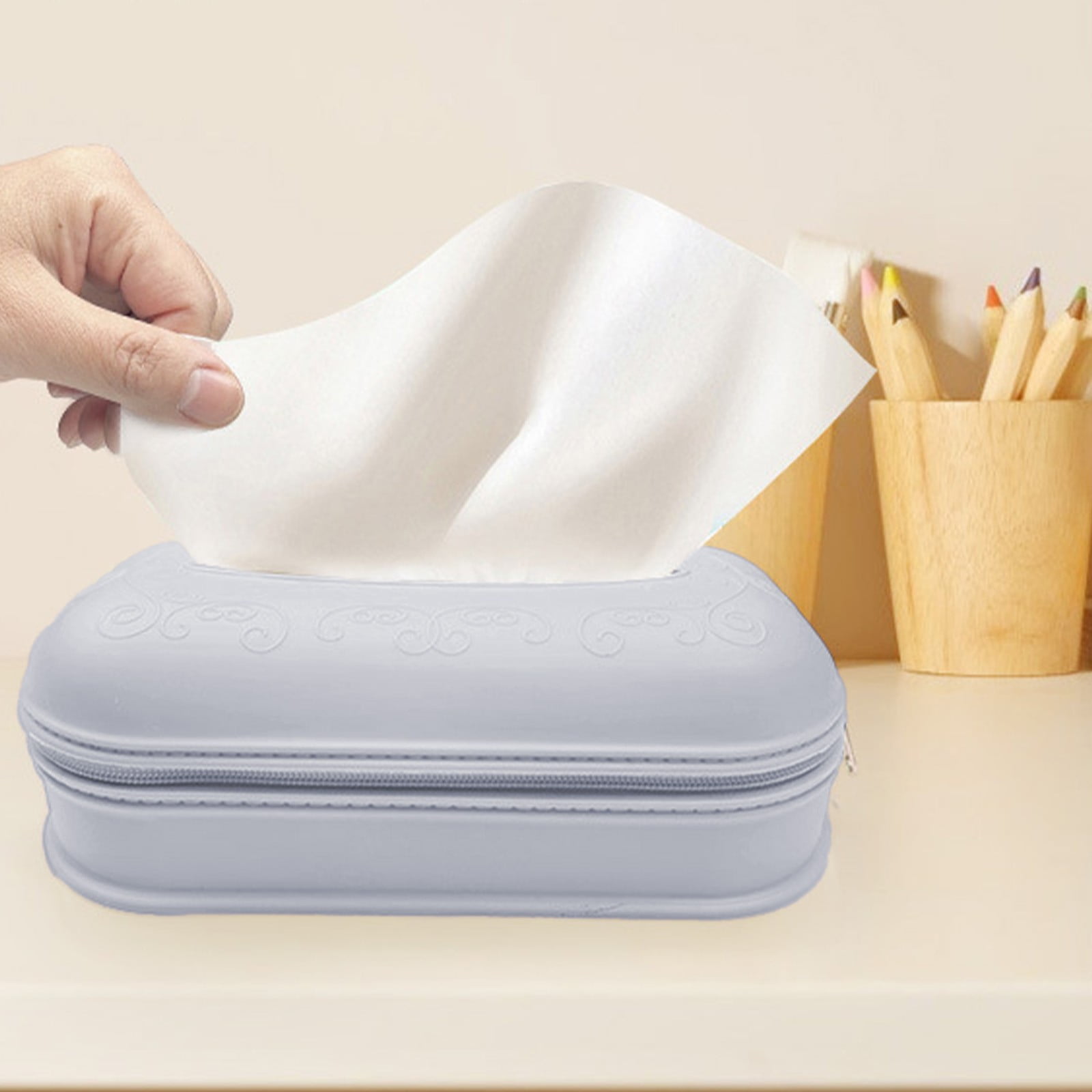 Gray Silicone Tissue Box Wall Mounted Holder Waterproof Bathroom ...