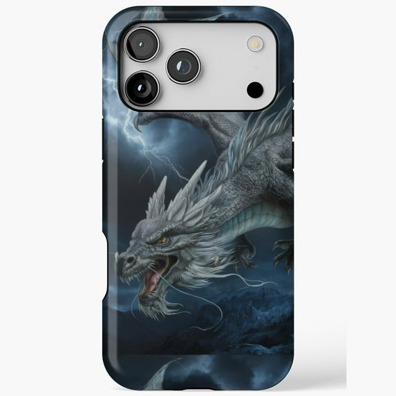Gray Silver Dragon In The Dark Sky iPhone Case 17 to 11 Pro Max up to ...