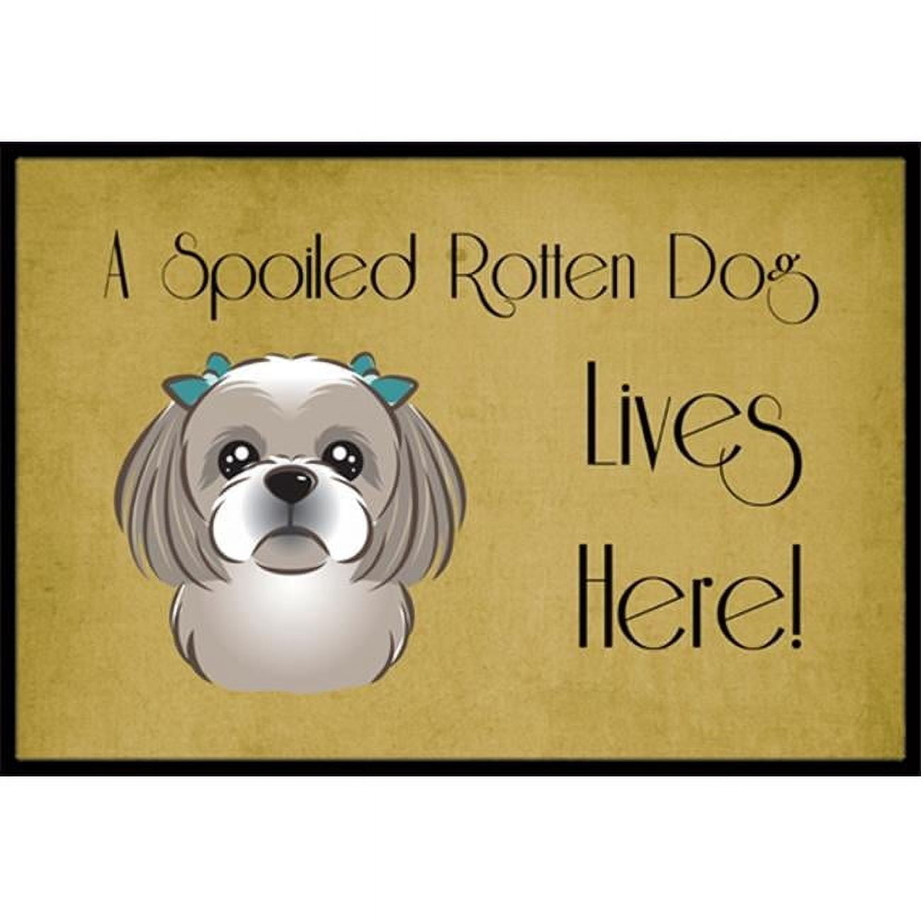 Gray Silver Shih Tzu Spoiled Dog Lives Here Indoor & Outdoor Mat- 24 x ...