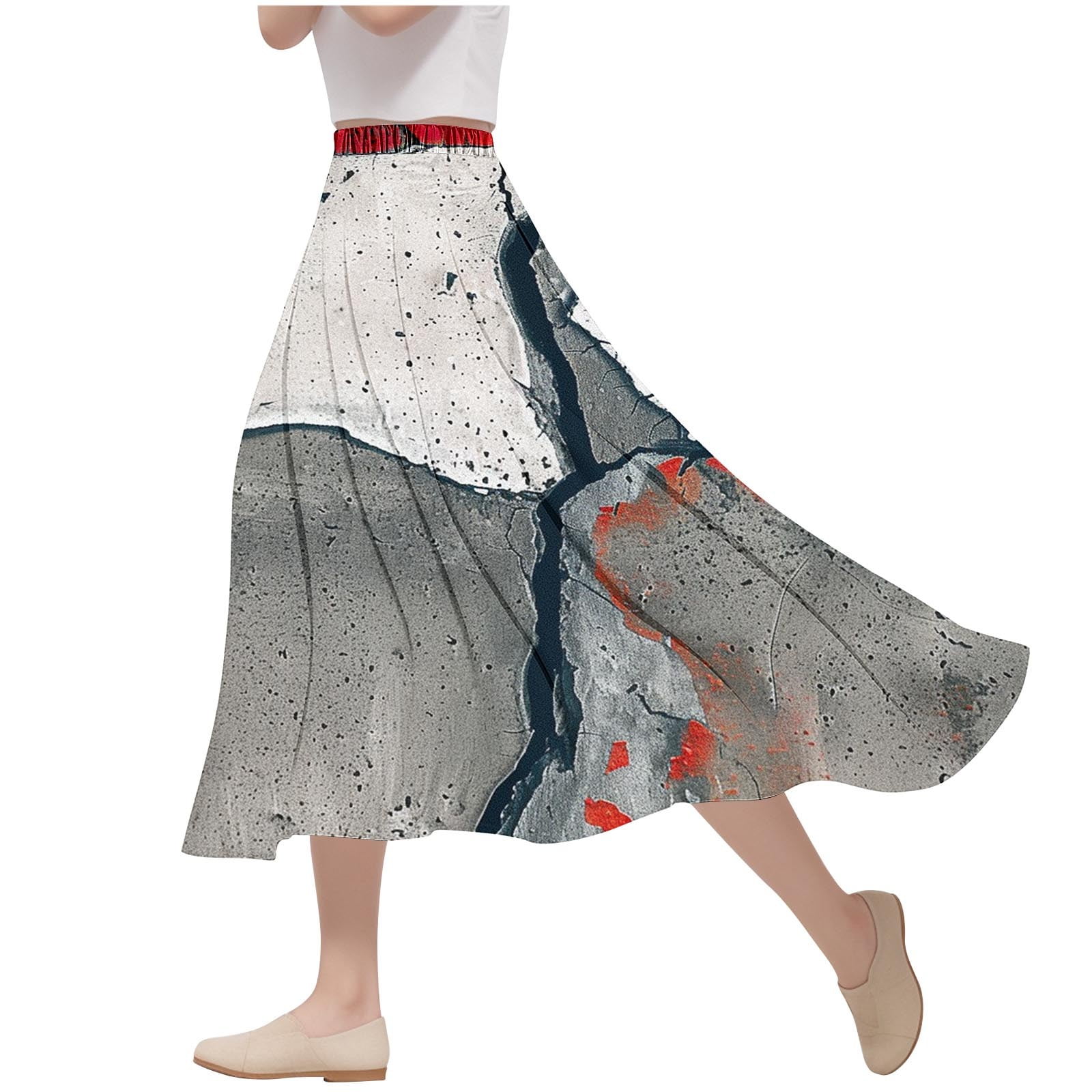 Gray Skort for Women Color Block Maxi Long Midi Knee High Loose Fit ...