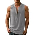 Gray Sleeveless Vests for Mens Summer Fall Vneck Faux Linen Slim Tunics ...