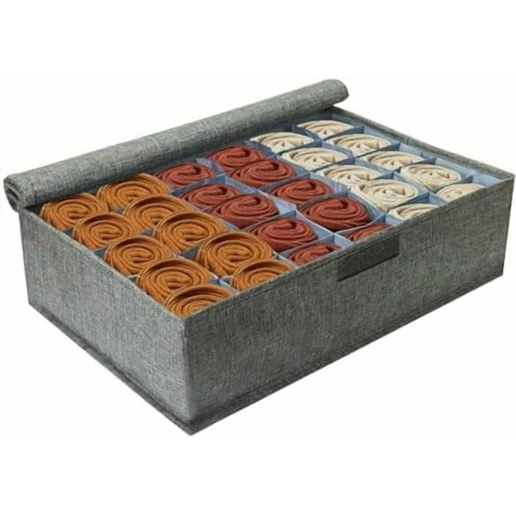 Gray Sock Organizer Divider 1 Pack with Lid - 30 Cell Foldable Closet ...