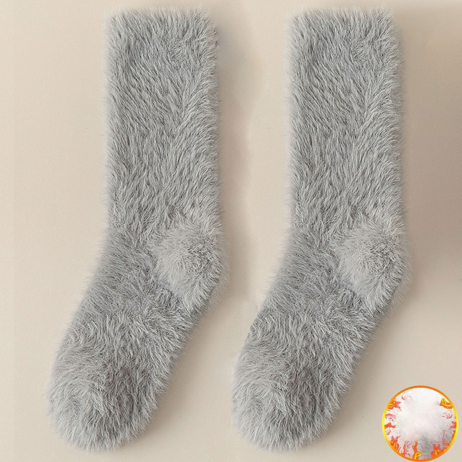 Gray Socks Long Haired Socks for Women Autumn and Winter Sleep Socks ...