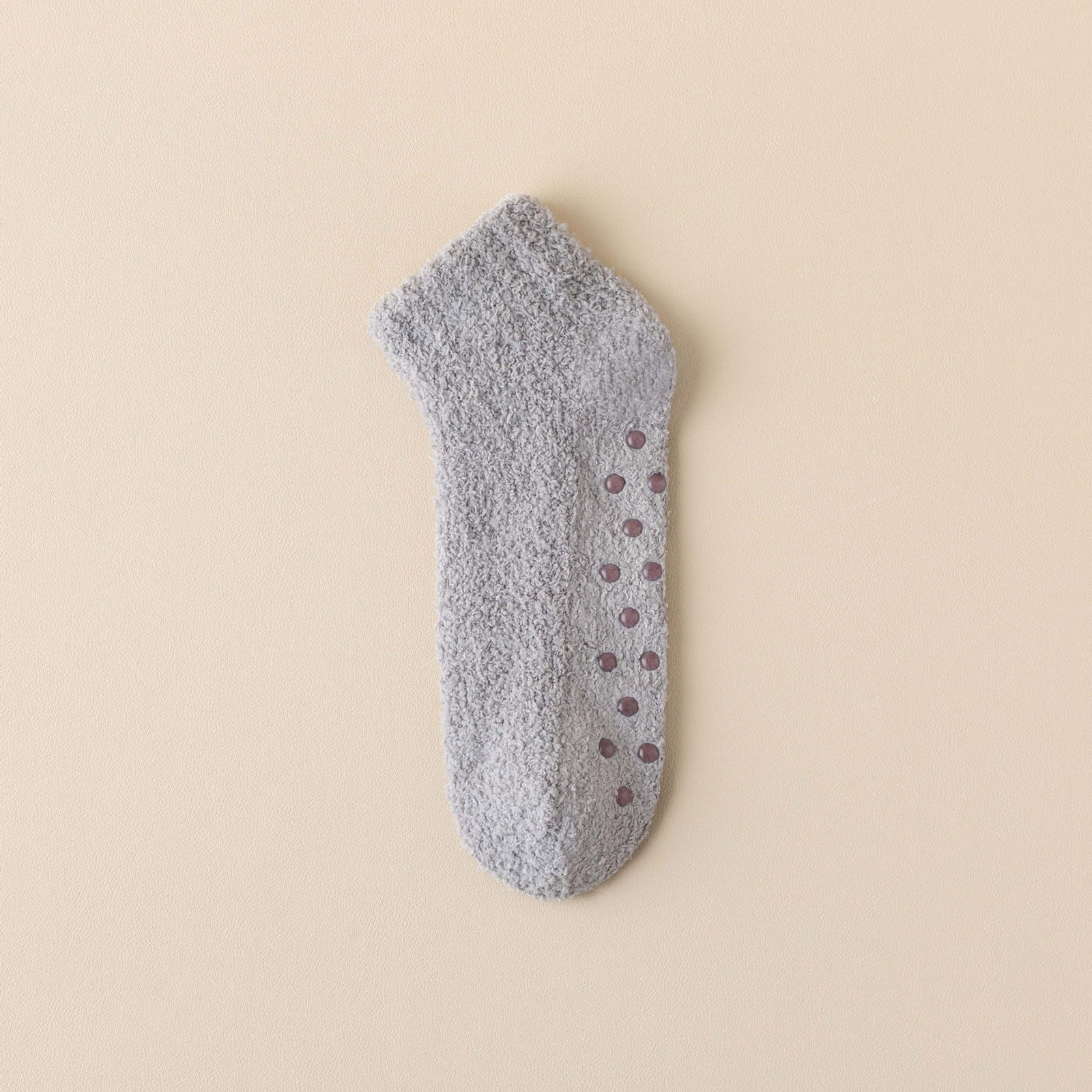 Gray Socks for Women Solid Color Coral Velvet Adhesive Socks for ...