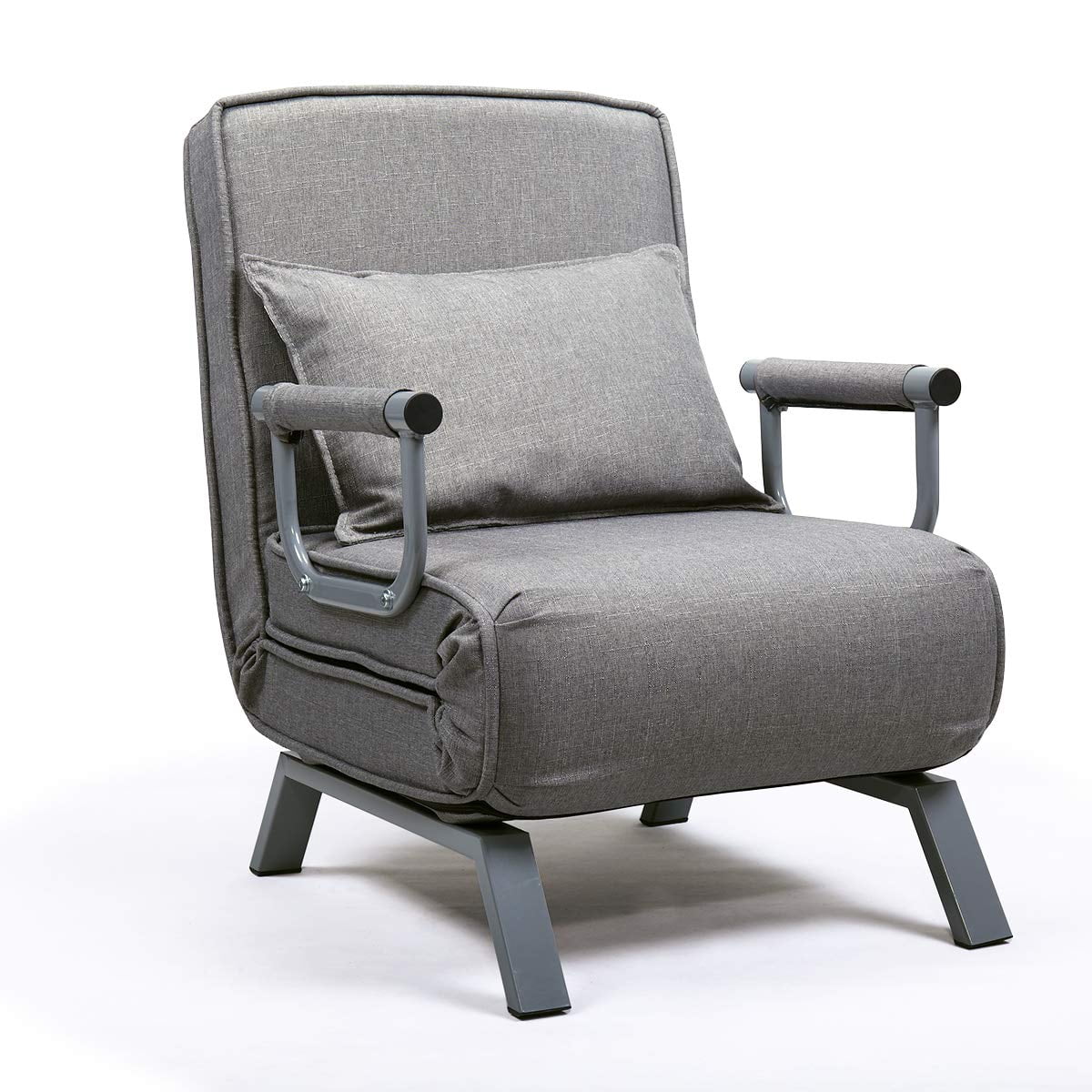 Gray Sofa Bed Arm Chair Convertible Single Dorm Room Couch Recliner ...