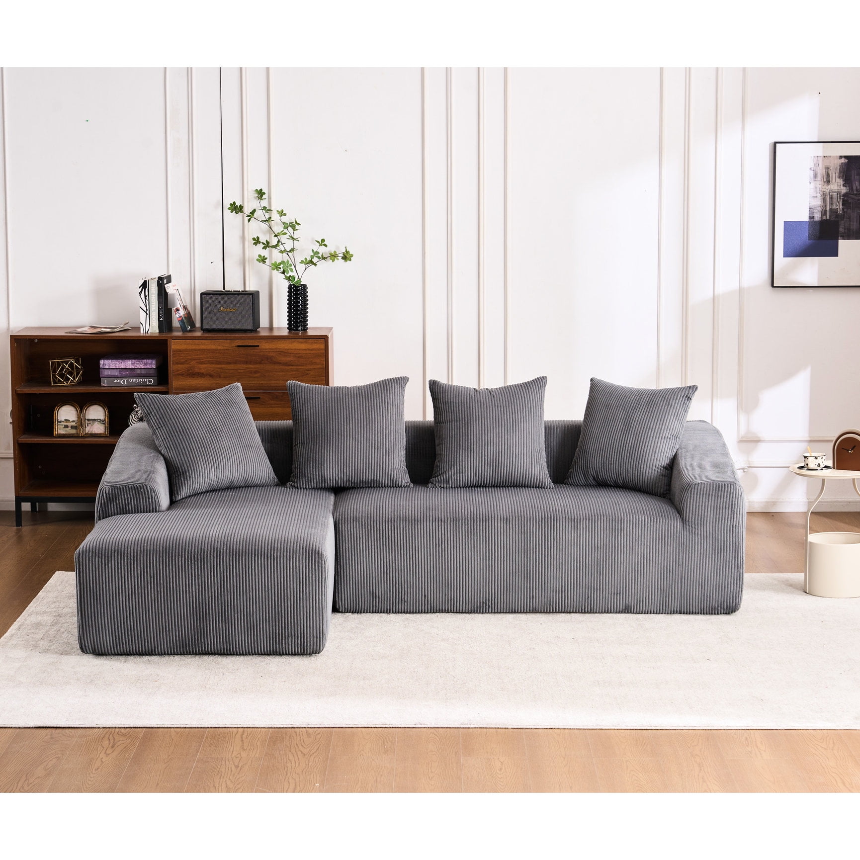 Gray Sofa with Raised Backrest - Comfortable for Back Support - Living ...