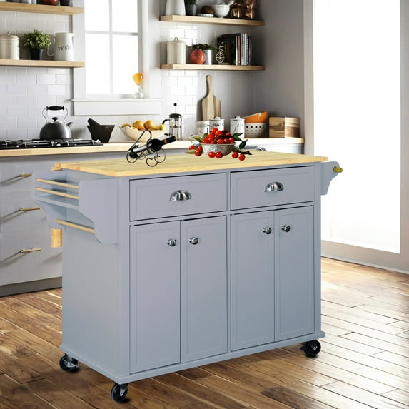 Gray Solid Wood+MDF - Sturdy Universal Casters - Kitchen Movement ...