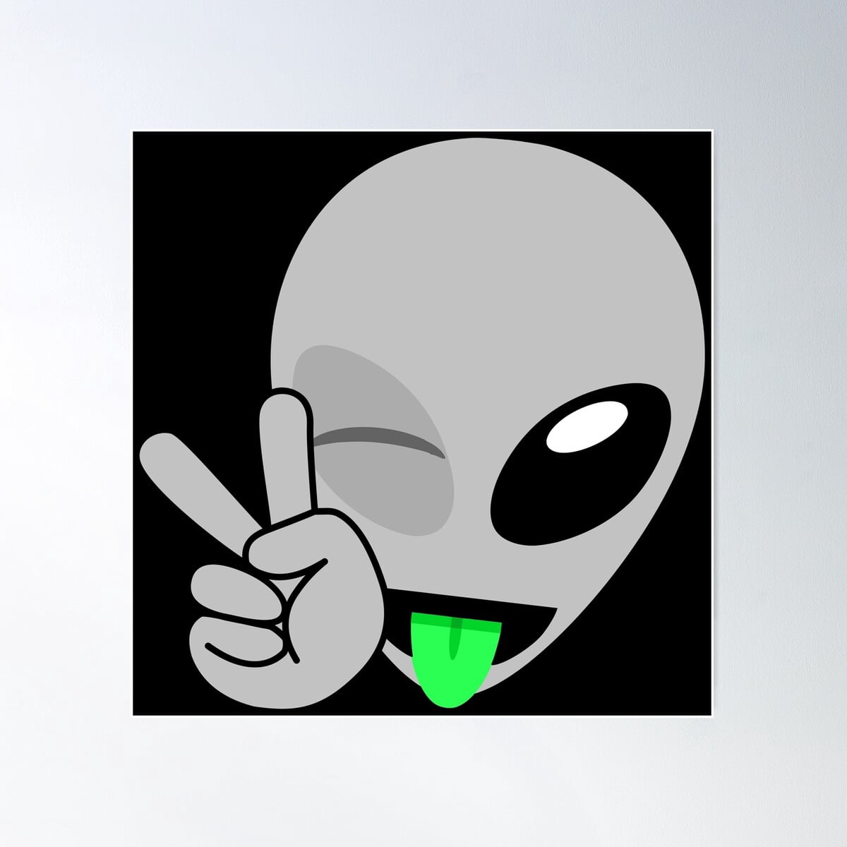 Gray Space Alien With Green Tongue Poster Wall Art, Modern Wall Decor ...