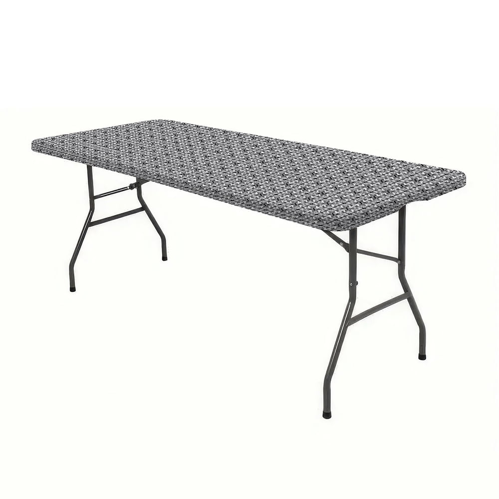 Gray Spandex Picnic Table Cloth, Elastic Fitted Tablecloths for 6 Foot ...
