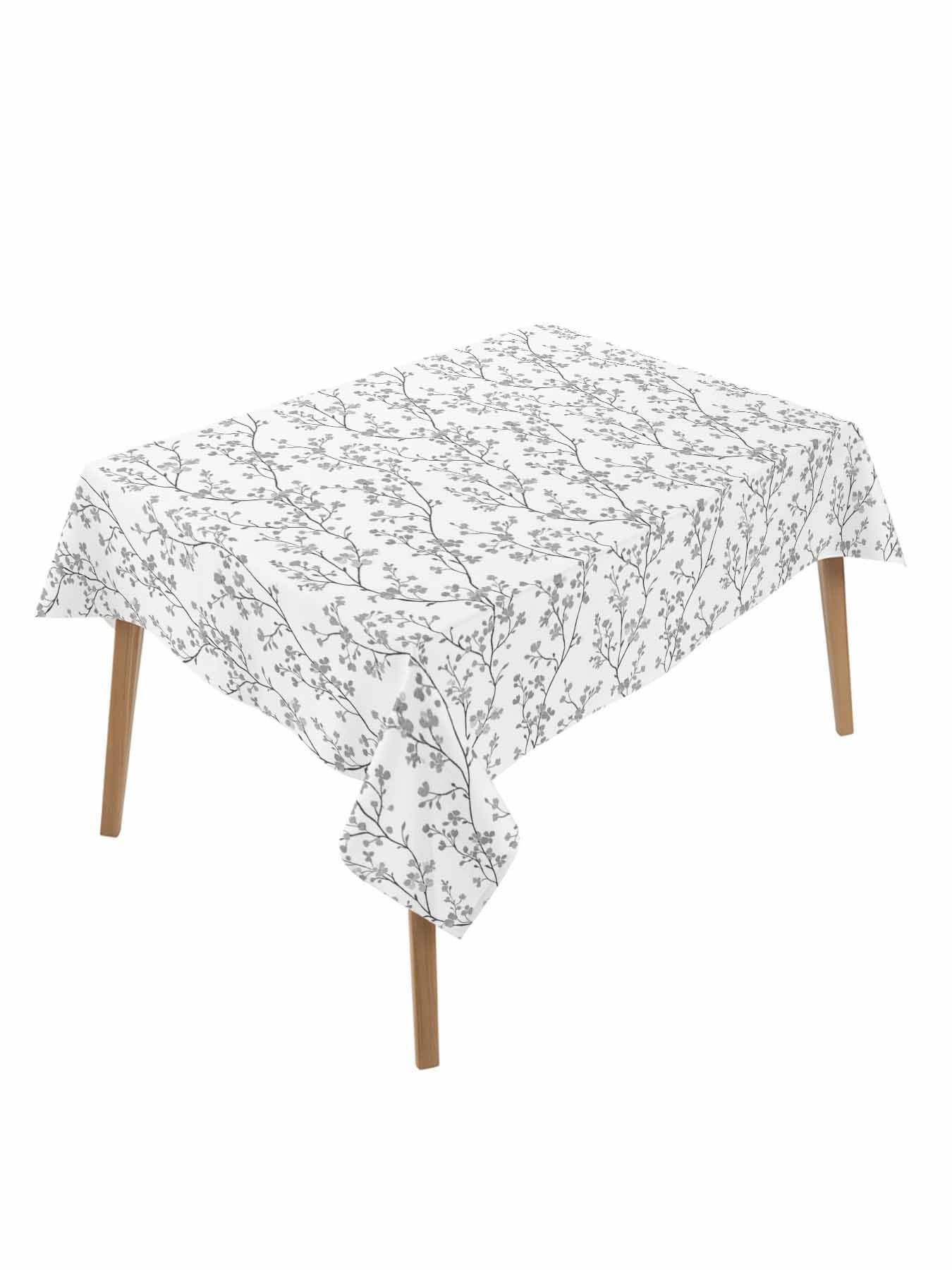 Gray Spring Floral Table Cloth, Summer Botanical Watercolor Waterproof ...