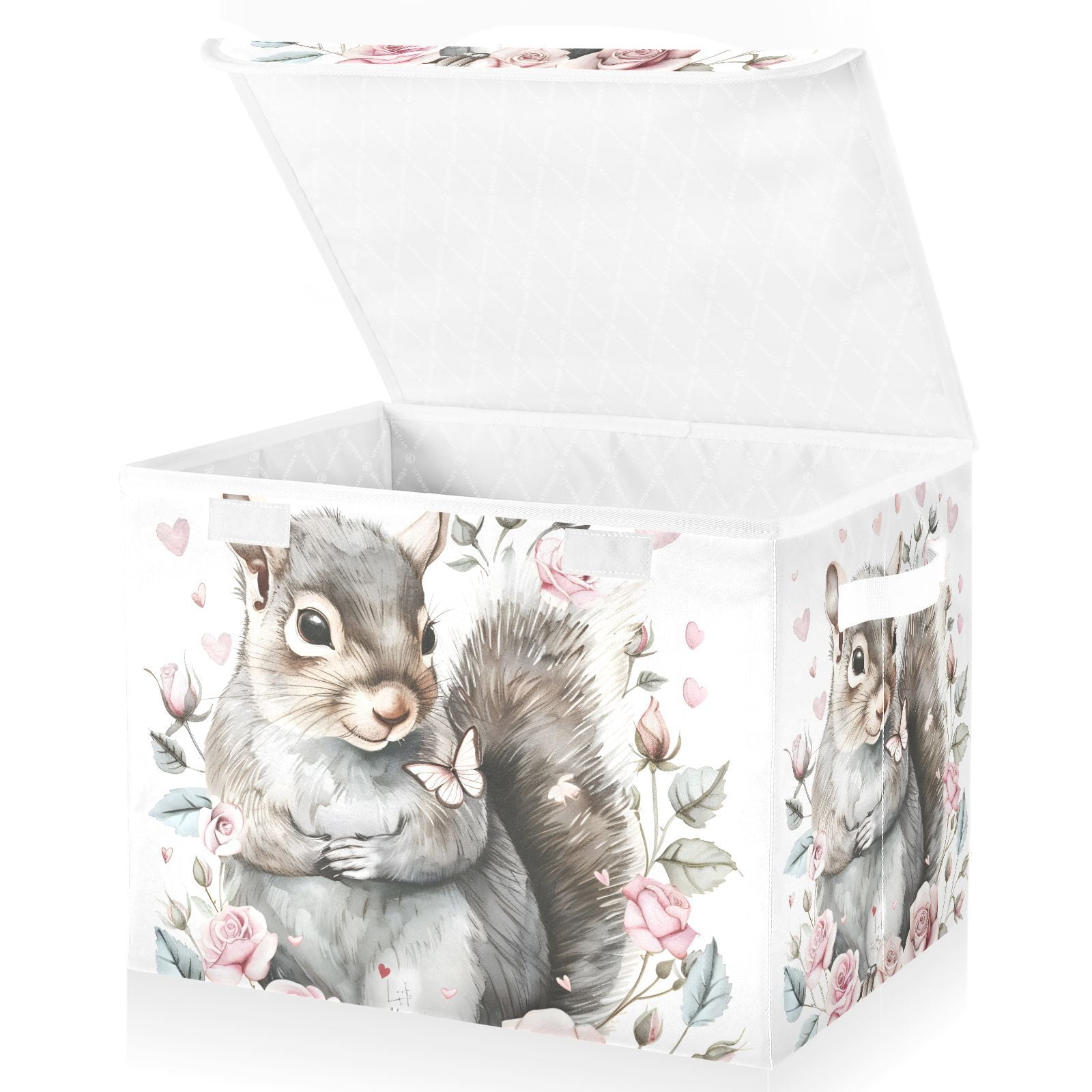 Gray Squirrel Storage Basket for Shelves Foldable Container Organizer ...