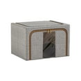 Gray Stackable Fabric Storage Box With Transparent Window And Steel ...