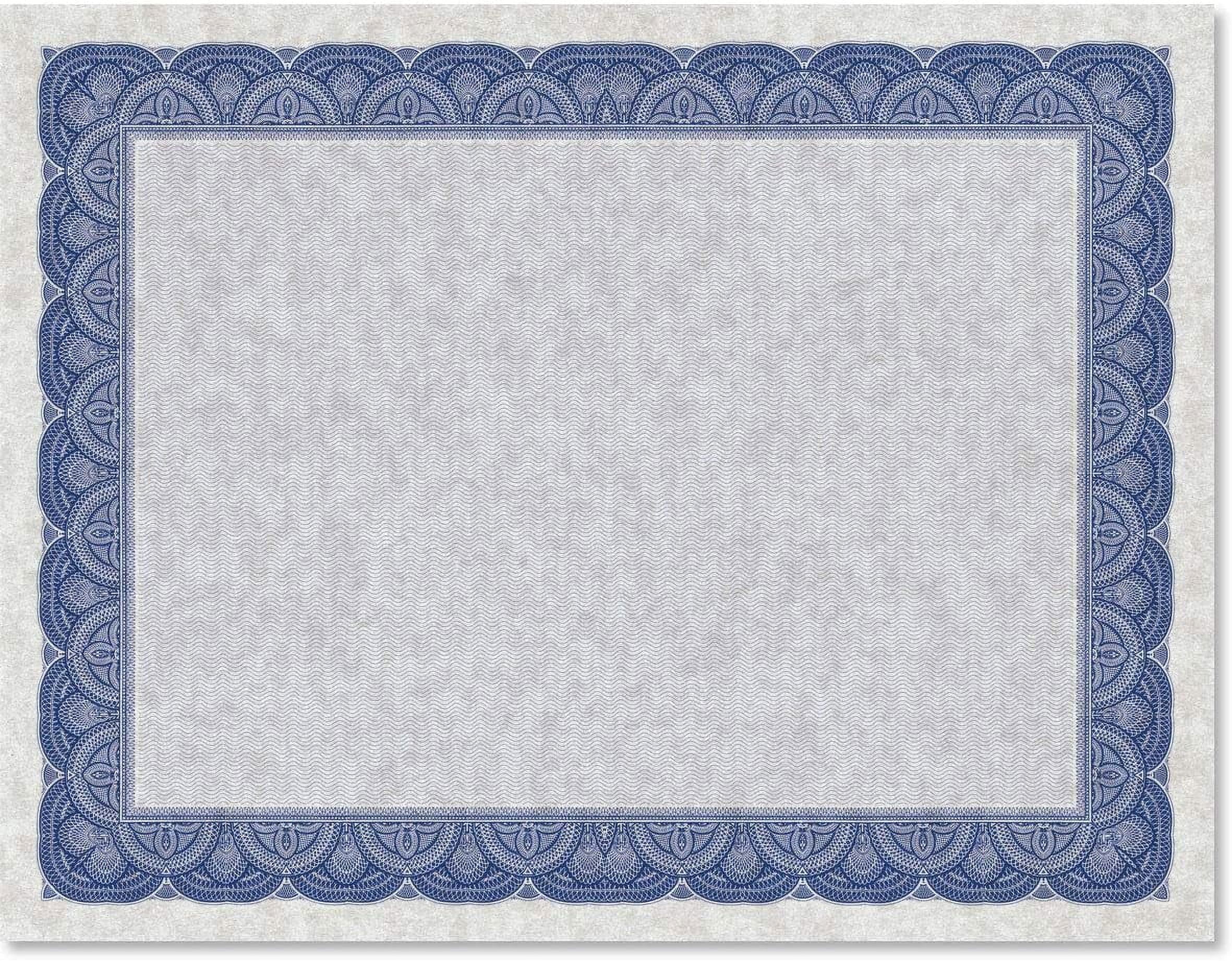 Gray Standard Certificate Paper, Blue Border, 8 1/2 Inch x 11 Inch ...