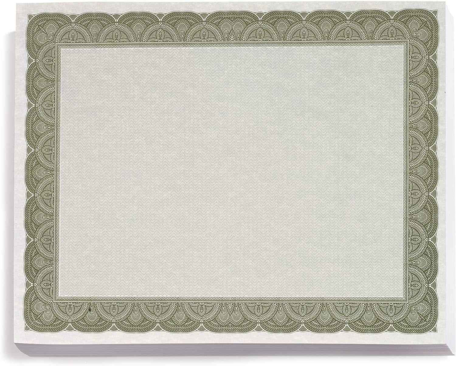Gray Standard Certificate Paper, Olive Border, 8 1/2 Inch x 11 Inch ...