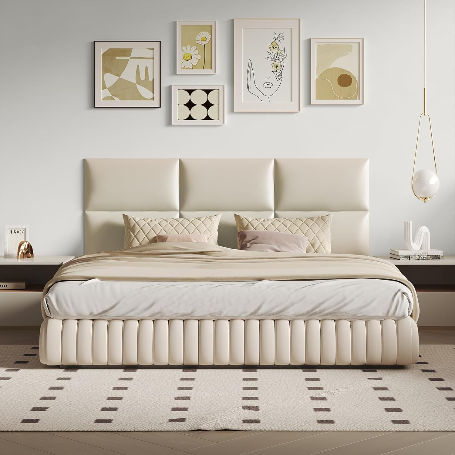 Gray Stick-On Wall Mounted Headboard - 6-Piece Modular Padded Bed ...