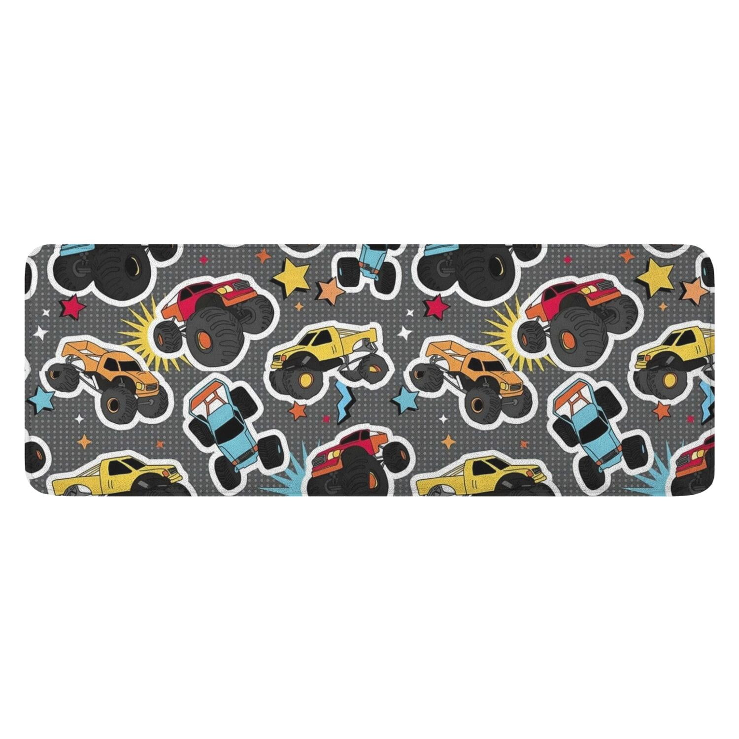 Gray Sticker Monster Cartoon Trucks Pattern Kitchen Rug Mat,Kitchen ...