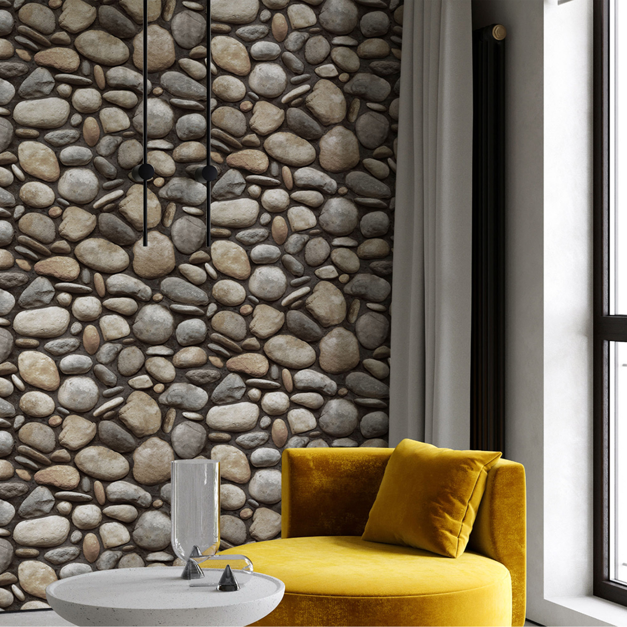 Gray Stone Embossed Wallpaper, Tile Wallcovering Roll: 41.7”W x 614”H ...