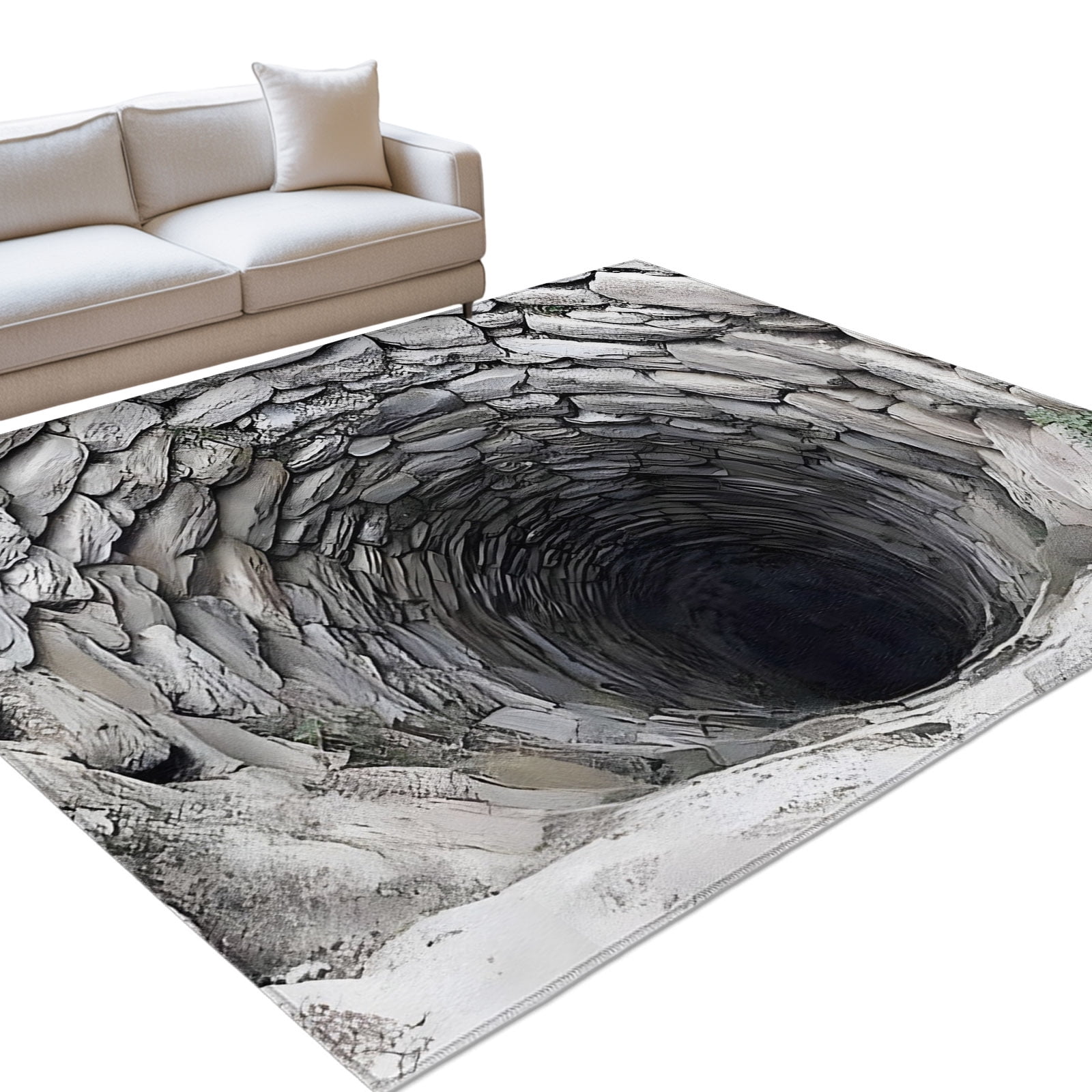 Gray Stone Well 6x9ft Non Slip Area Rug Rustic Realistic Nature ...