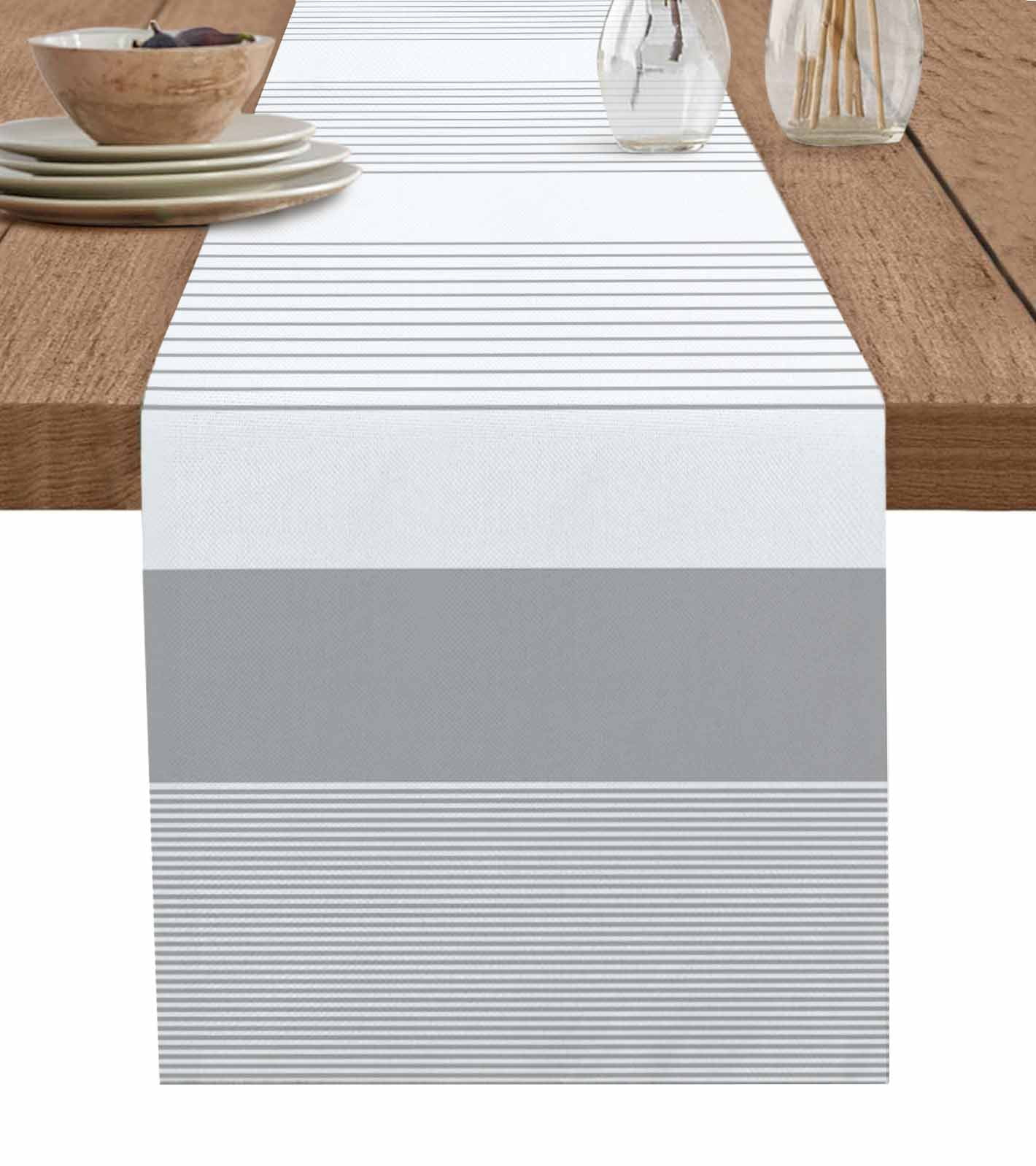 Gray Stripe Table Runner 36 Inches, Modern Rustic Horizontal Grey ...