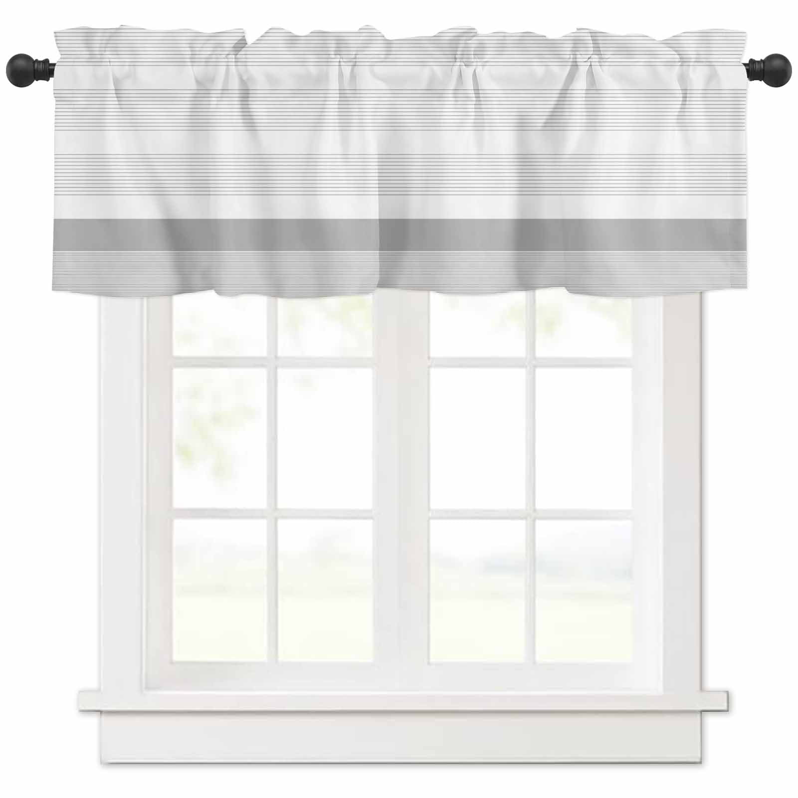 Gray Stripe Valances for Windows Farmhouse Kitchen Curtains Valances ...