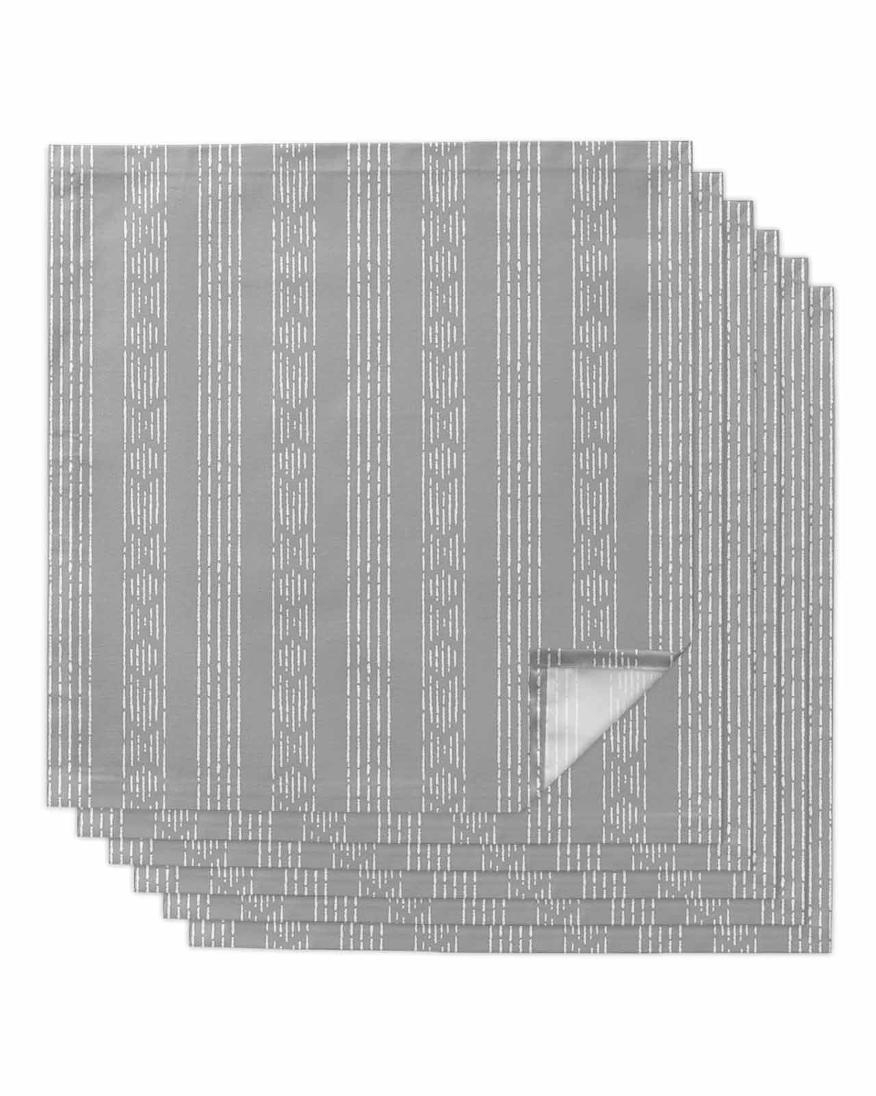 Gray Striped Cloth Napkins Set of 6 Reusable Dinner Napkins, Modern ...