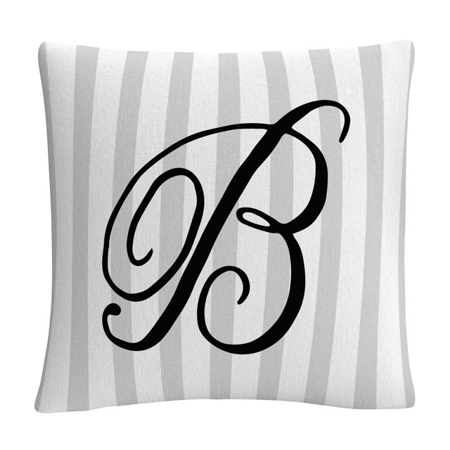 Gray Striped Ornate Letter Script B By Abc 16 X 16 Decorative Throw ...