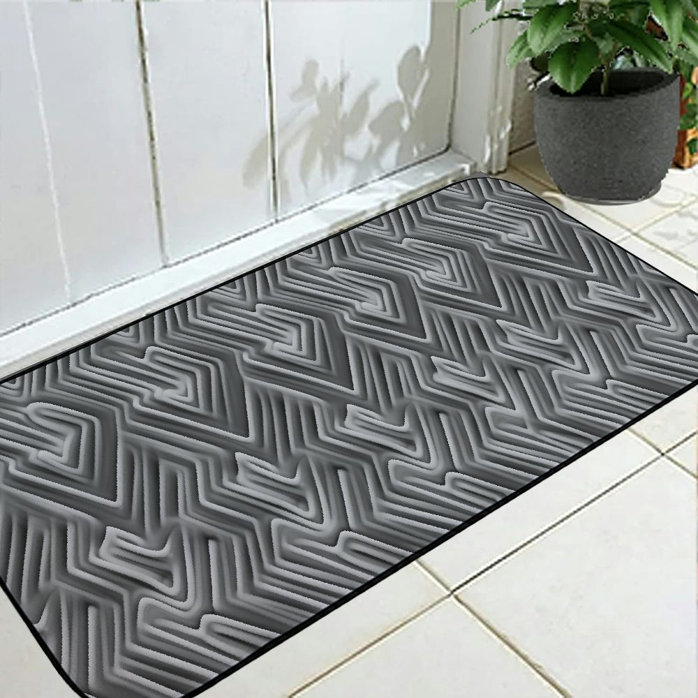 Gray Striped Print Doormat,Entry Mat/Garage, Patio Entrance Mat/Welcome ...