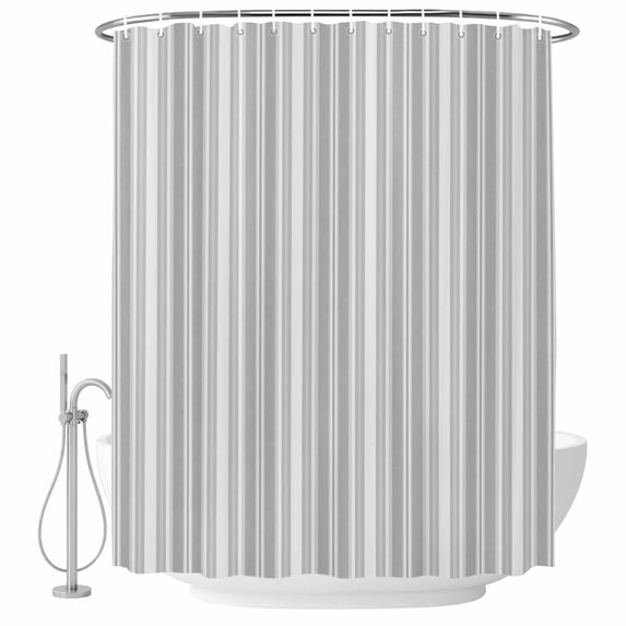 Gray Stripes Shower Curtain Set - Extra Long 72" x 96" Washable Bathtub ...