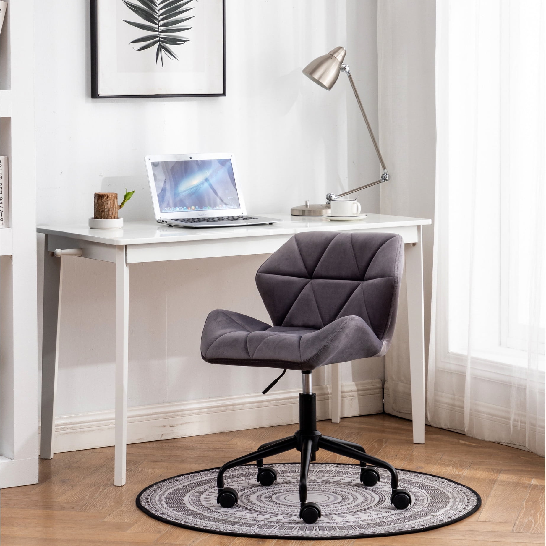Gray Swivel Chair | High-Density Foam & Metal Base | Office Workspace ...
