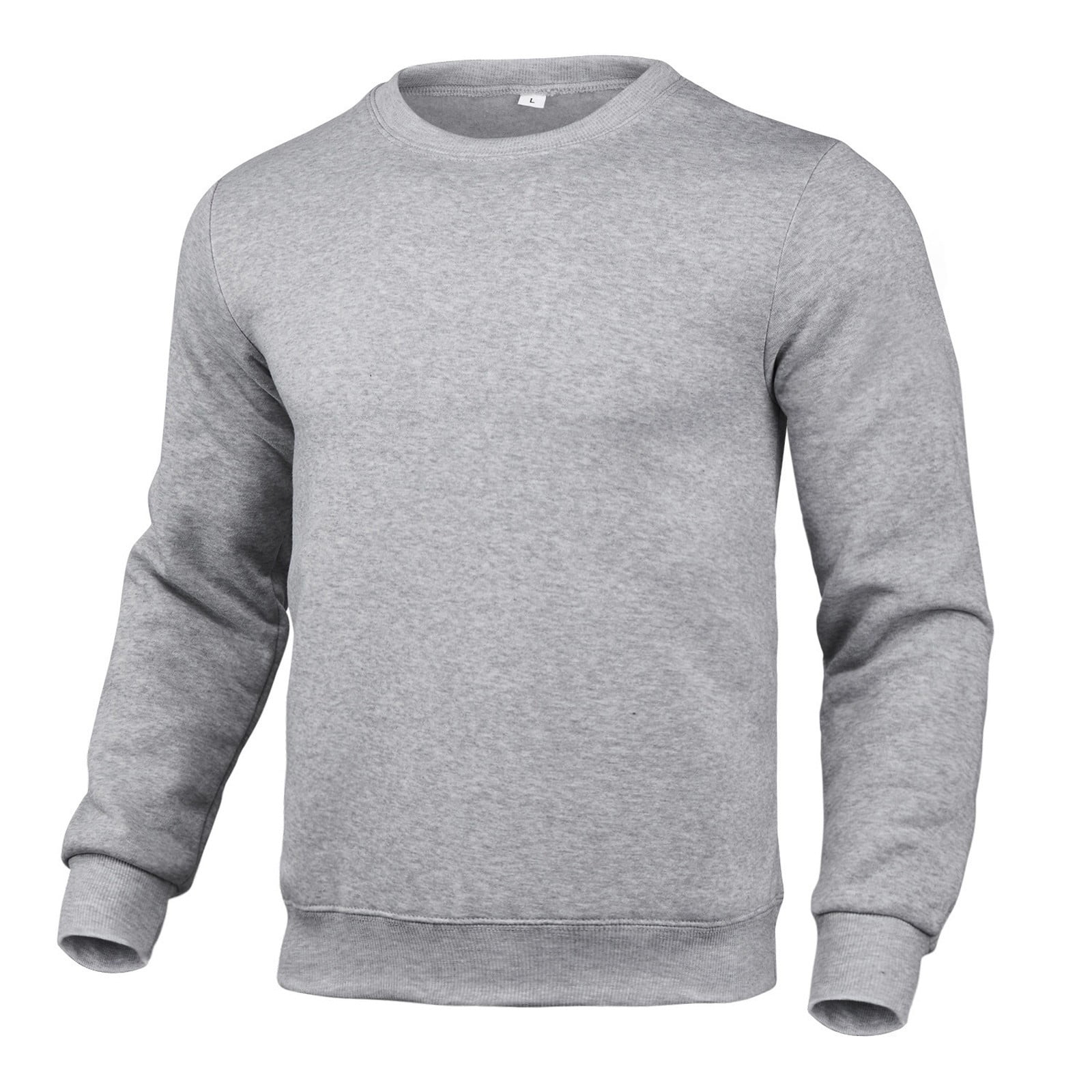 Gray T Shirts Men's Casual Sweatshirt O Neck Tops Solid Color Clothing ...