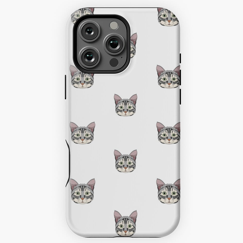 Gray Tabby Cat Sticker Green Eyes Pet Art Phone Case for iPhone 17 ...