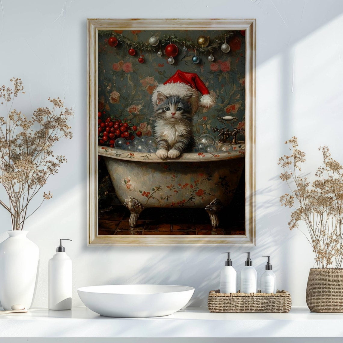 Gray Tabby Kitten Bubblebath Poster, Gray Tabby Cat Cute Bath Art ...