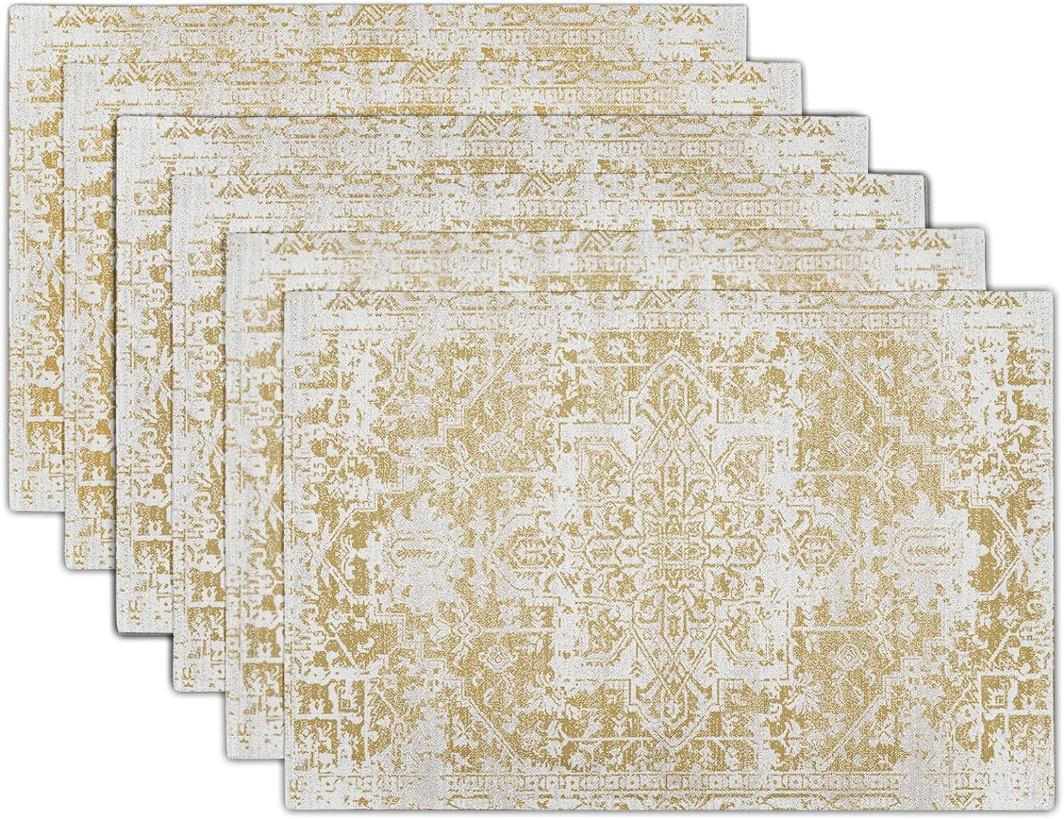Gray Tan Boho Placemats Set of 6 Ethnic Bohemian Carpet Place Mats ...