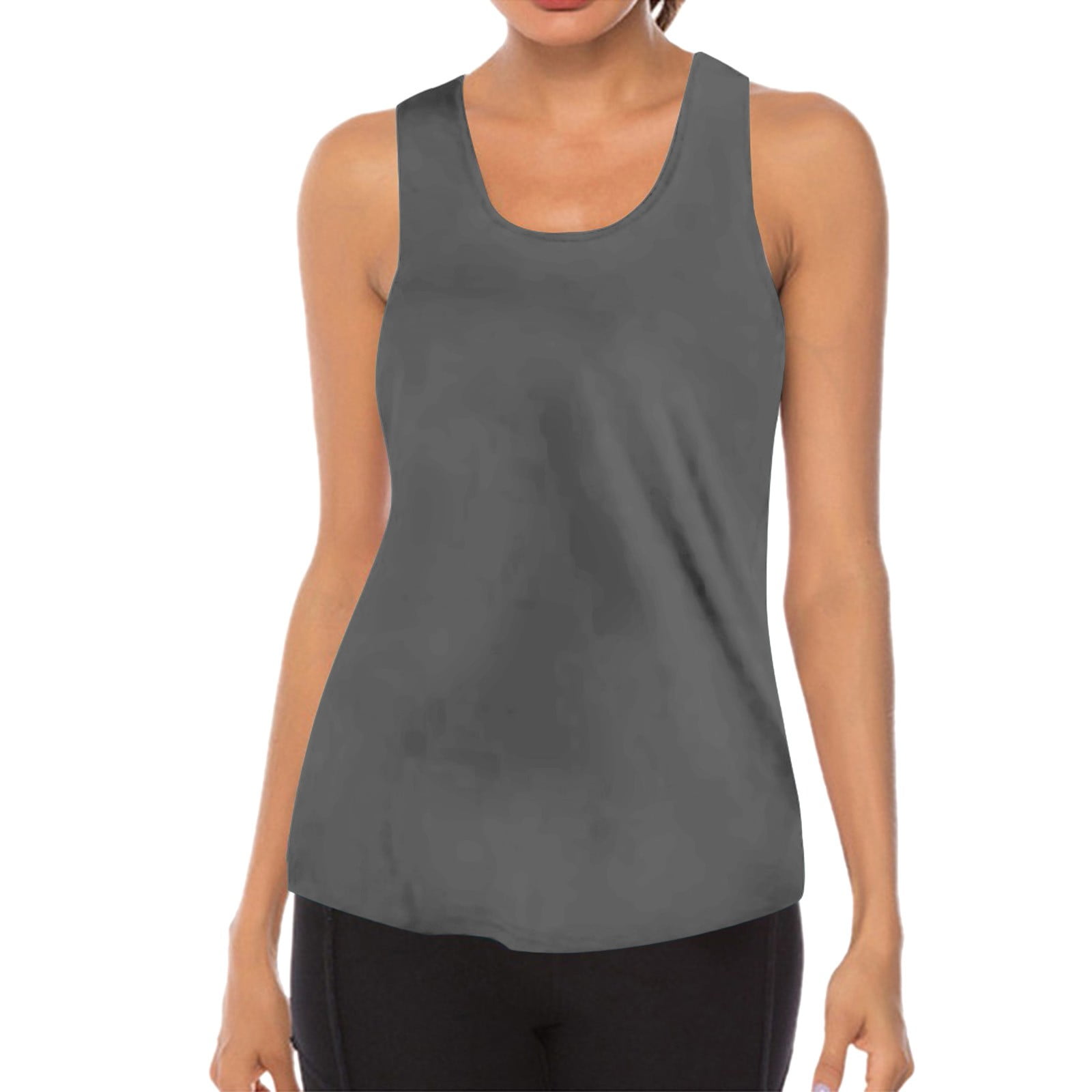 Gray Tank Top, Polyester Asymmetrical Tops for Women, Sleeveless Tight ...
