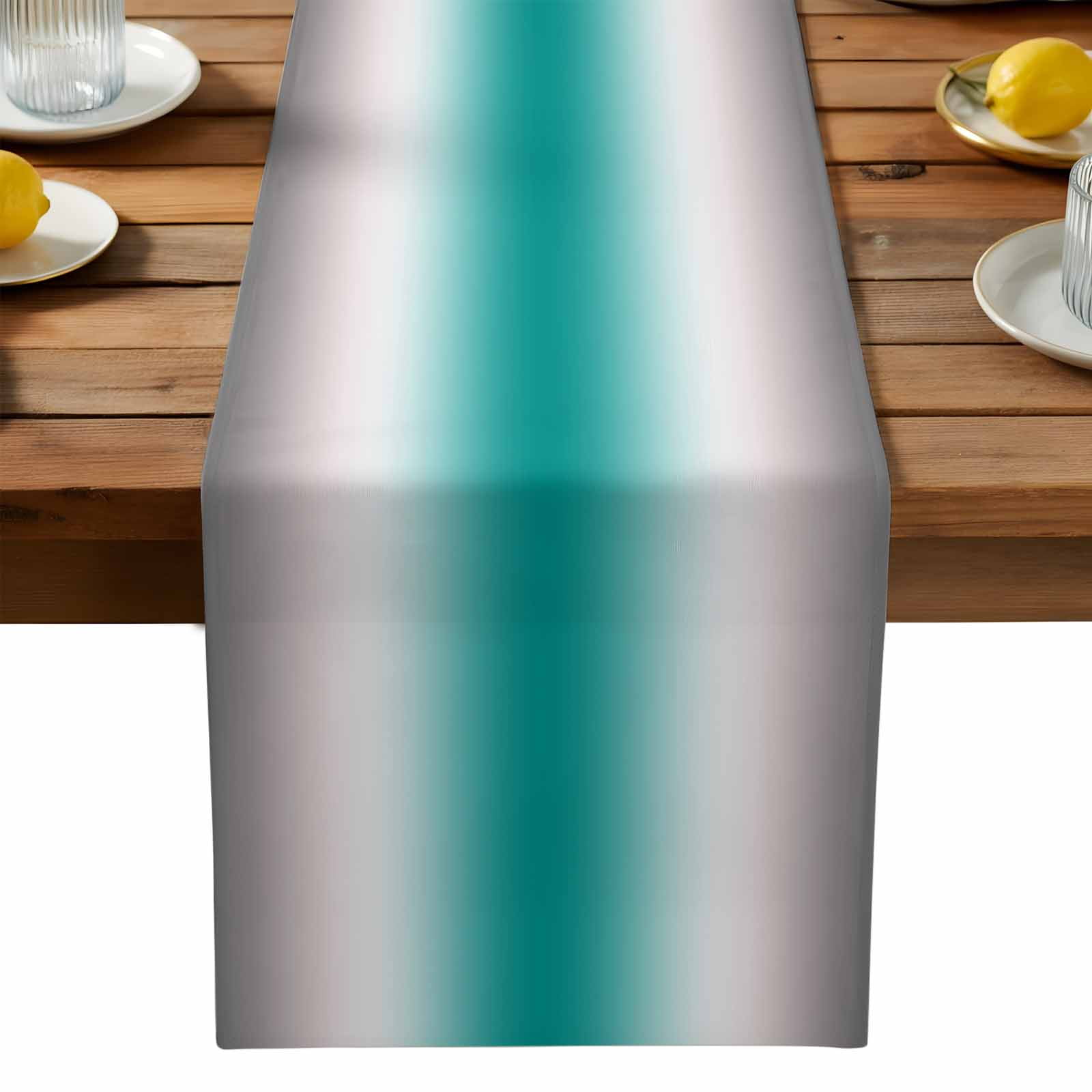 Gray Teal Green Cotton Linen Table Runner for Dining Kitchen, Modern ...
