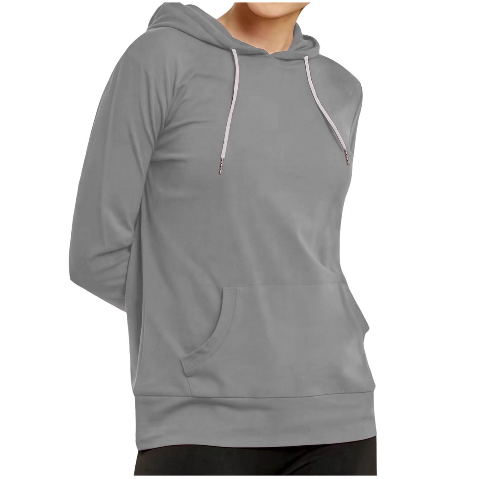 Gray Teen Girls Spandex Brunch Hooded Coat for Women Long Sleeve Loose ...