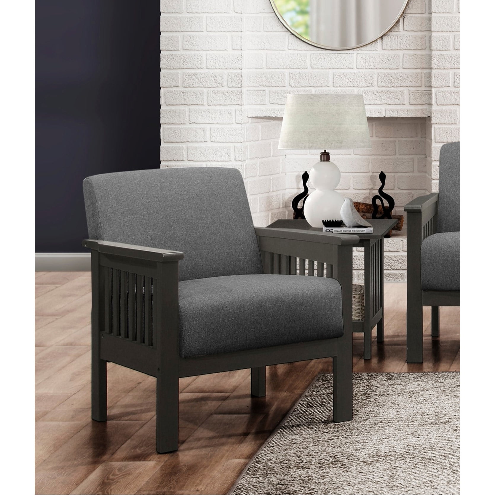 Gray Textured Fabric Accent Chair, Rubberwood Structure / A Nice ...