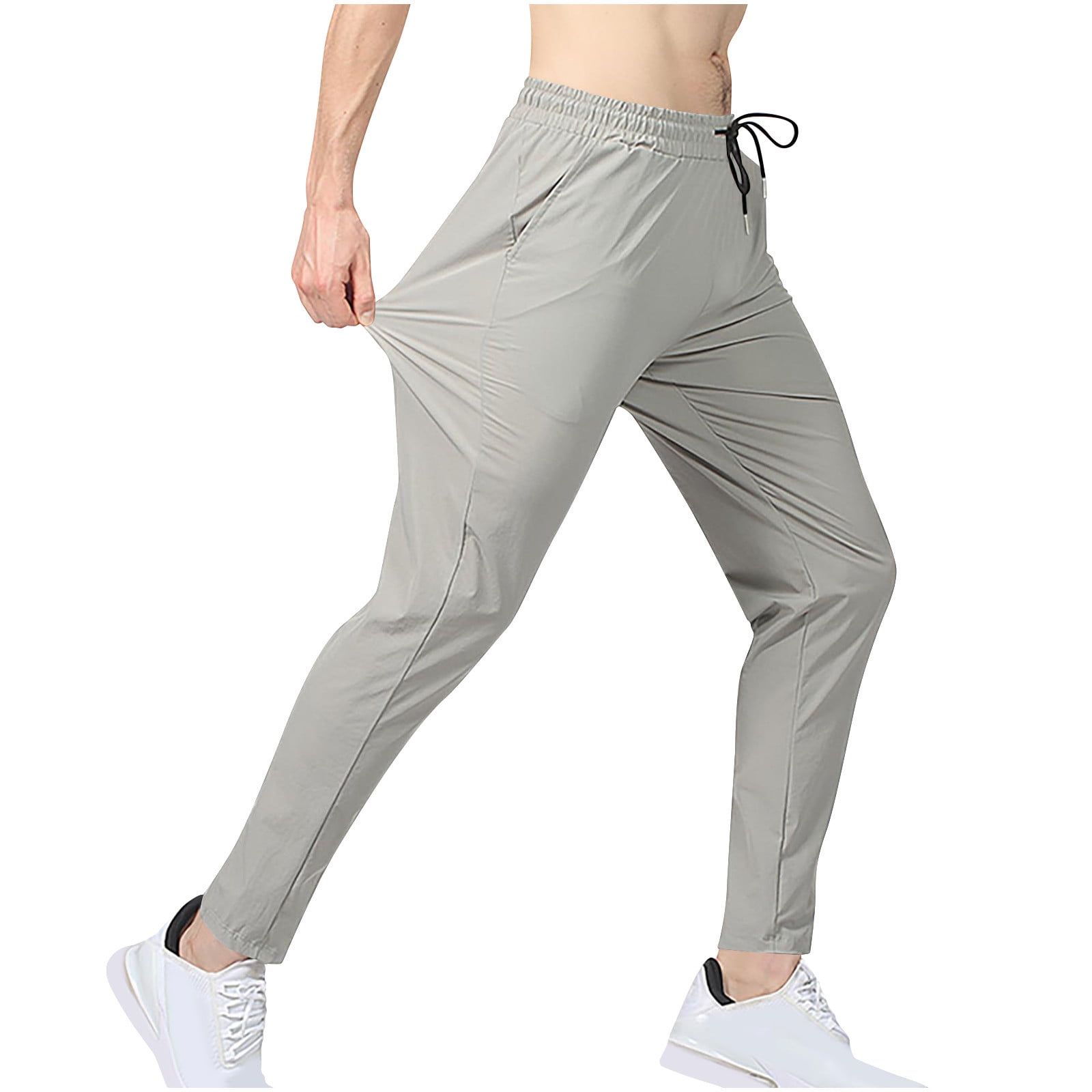 Gray Thin Straight Leg Basic Long Leg Sport Gym Lounge Running for Mens ...