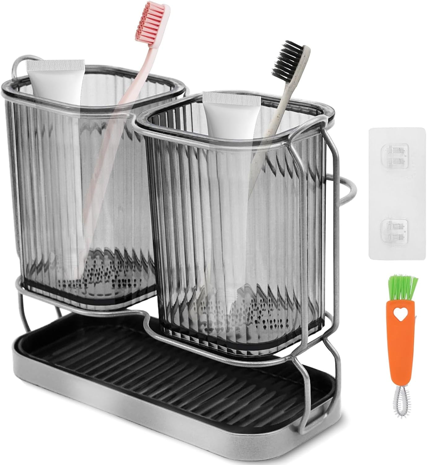 Gray Toothbrush Holders for Bathrooms, Toothbrush Holders with Drain ...