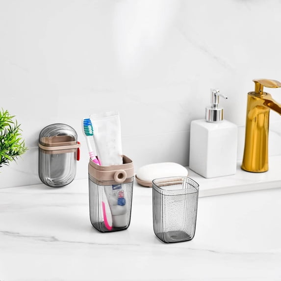 Gray Toothbrush Travel Case, Portable Leakproof Soap Container Dish ...