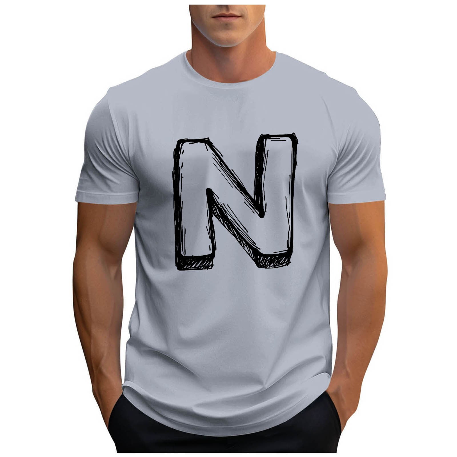 Gray Track Gym Brunch Running T Shirts for Man Fall Summer Short Sleeve ...