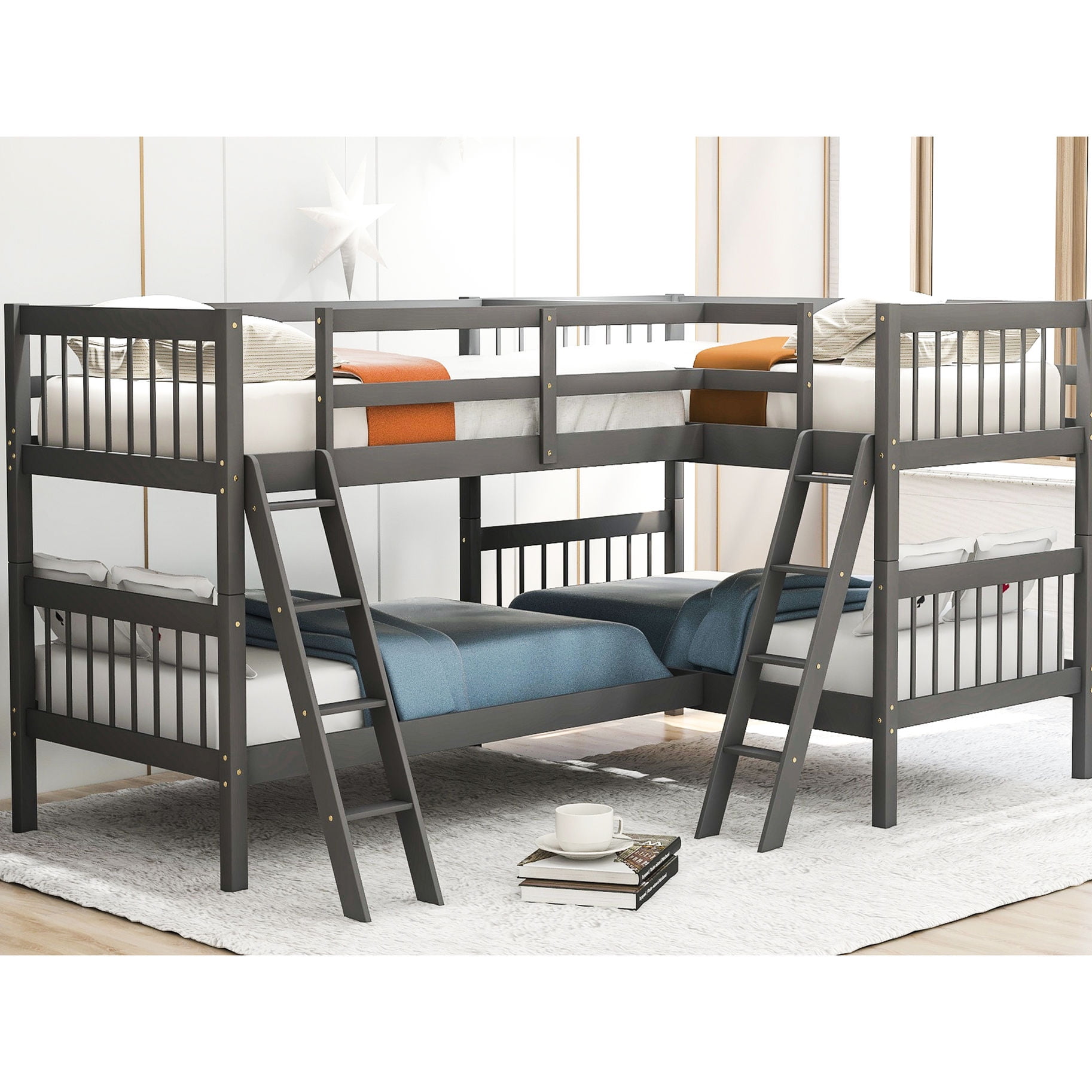 Gray Twin Size - No Spring Box Needed - For Sleepover Parties - Solid ...