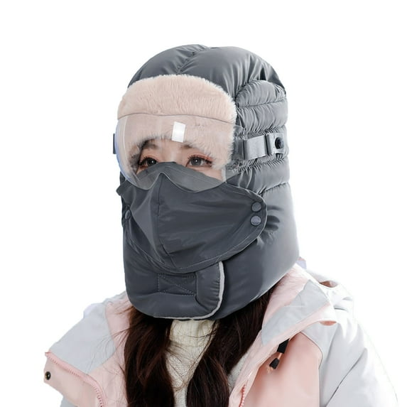 Gray Unisex Winter Hood With Thick Lining For Windproof Ear Protection ...