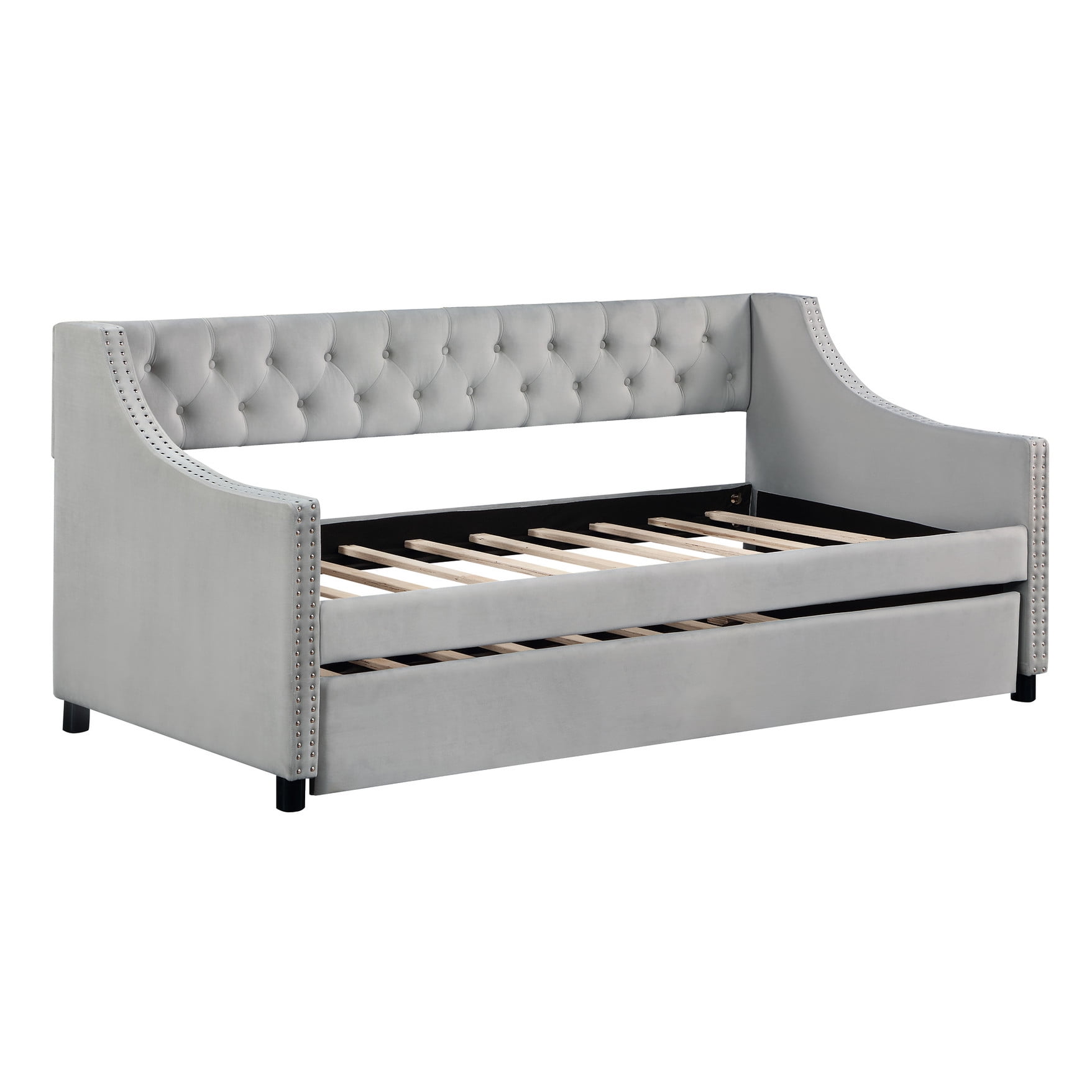 Gray Upholstered Daybed - Tufted Detail - Reading Nook - Cozy Reading ...