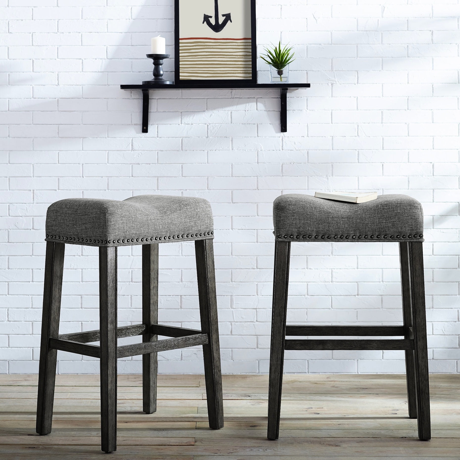 Gray Upholstered, Saddle Design - Fit for Home Bar Environments ...